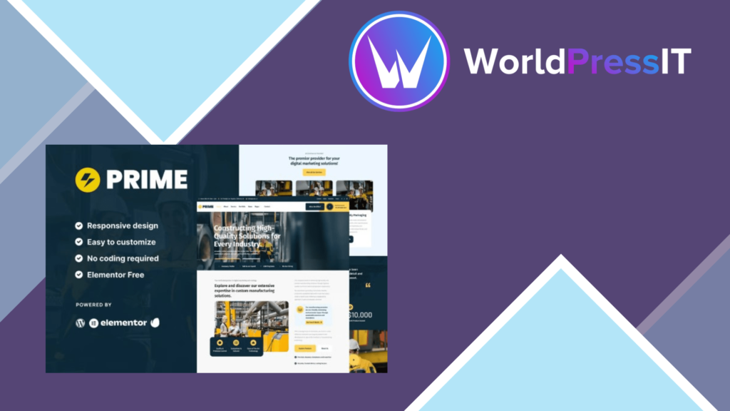 Prime – Industrial And Manufacturing Elementor Template Kit - WorldPress IT