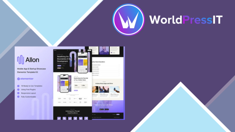 Allon – Mobile App and Startup Showcase Elementor Template Kit – WorldPress IT