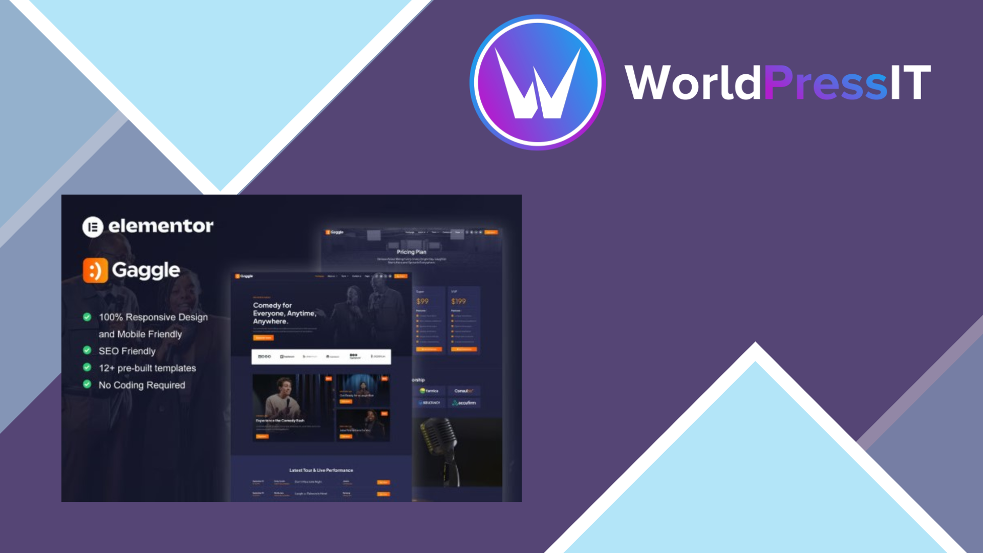 Gaggle – Comedian and Entertainment Show Elementor Pro Template Kit - WorldPress IT