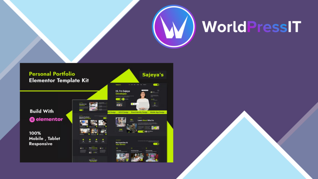 Sajeya – Personal Portfolio Elementor Template Kit – WorldPress IT